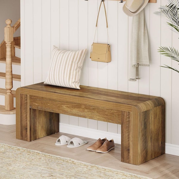 BYBLIGHT Penvilk Brown Entryway Bench Back with Sturdy Legs 47 in. BB ...