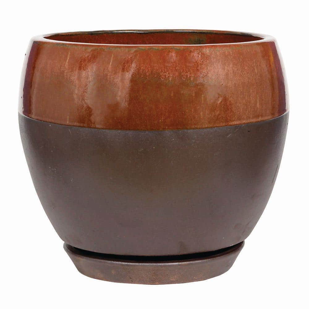 Southern Patio Kendall 11.81 in. x 7.09 in. 4 qt. Copper Ceramic Indoor ...