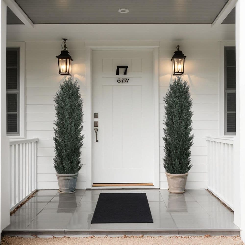 6 ft. Green Artificial Pine Tree Set of 2 in Pot Realistic Plastic ...