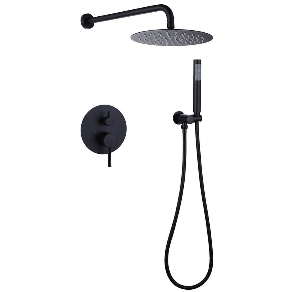 HOMEMYSTIQUE Single Handle 1-Spray Round Shower Faucet 2.5 GPM with ...