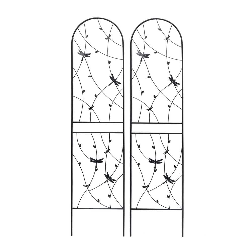2 Pack 19.7 in. W x 86.7 in. H Black Iron Metal Garden Trellis ...