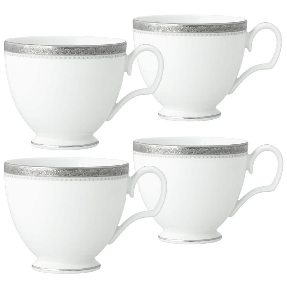 Noritake Charlotta Platinum 8 fl. oz. (Platinum) Porcelain Tea Cups ...