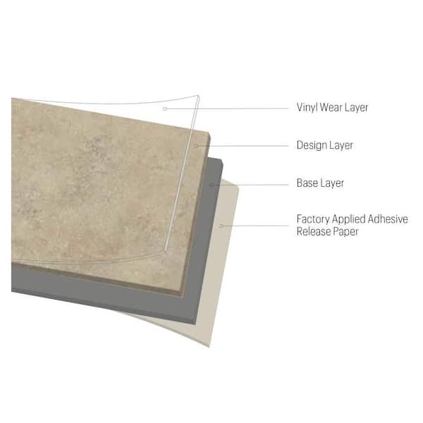Trafficmaster 12 In X 12 In Beige Slate Solid Vinyl Tile Vigo Beige