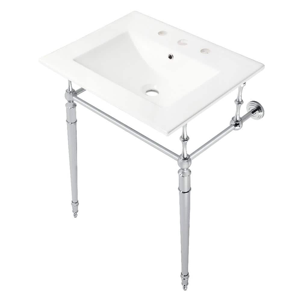 Kingston Brass Edwardian 24 in. Ceramic Console Sink Set with Brass ...