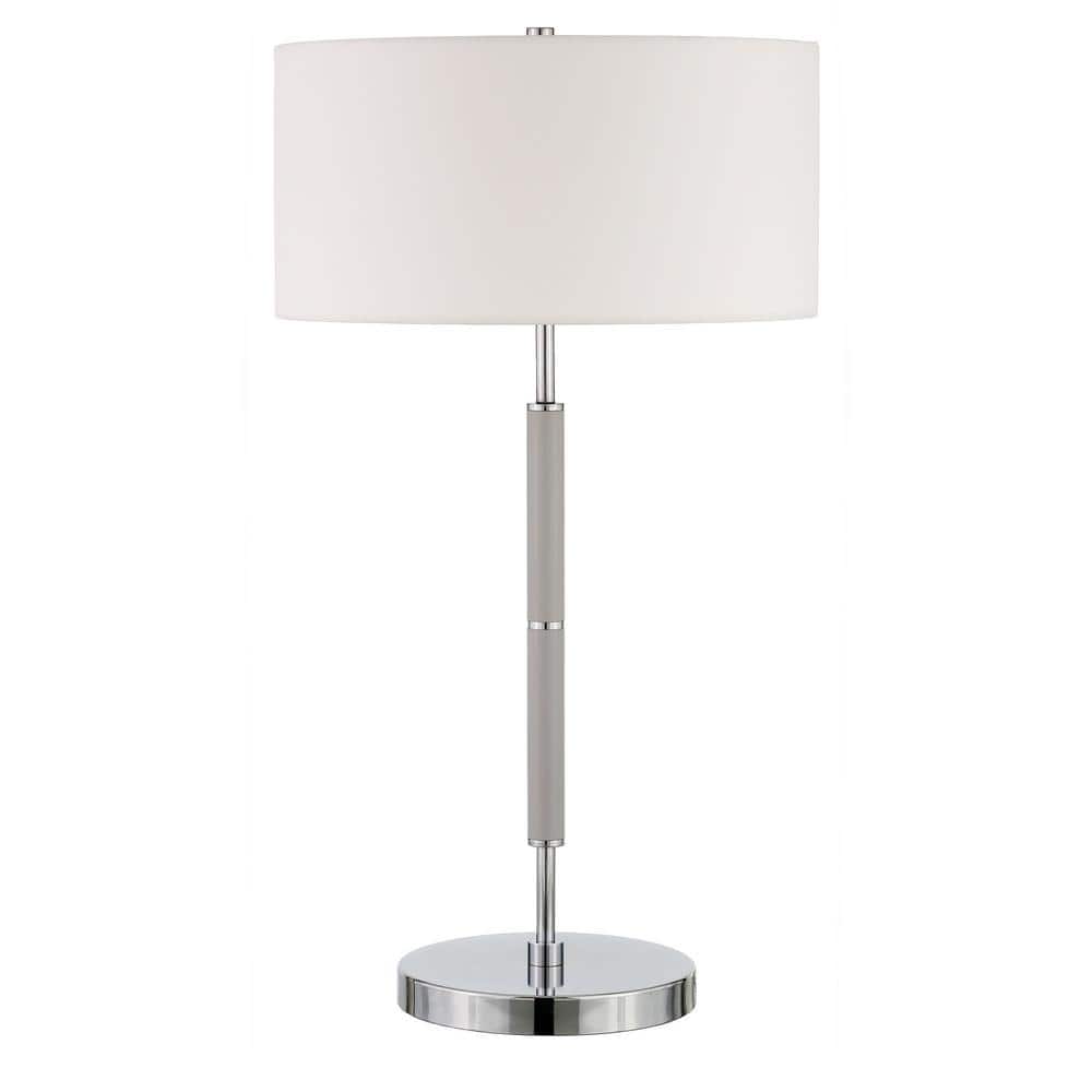 HomeRoots 25 in. White Industrial Integrated LED Buffet Table Lamp with ...