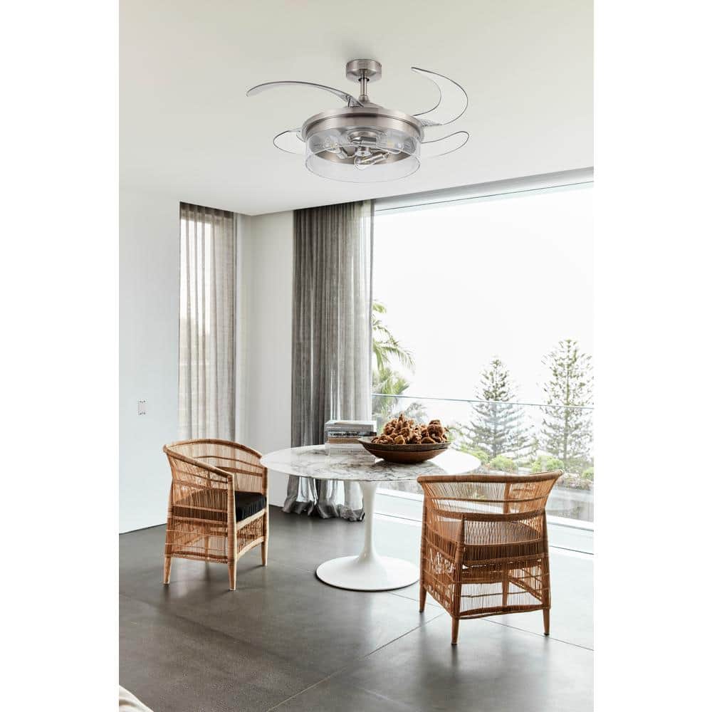 Fanaway Brisbane 48 in. Indoor Brushed Chrome Retractable Ceiling Fan ...