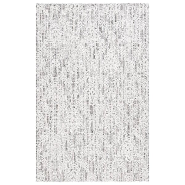 SAFAVIEH Ebony Gray/Ivory 4 ft. x 6 ft. Diamond Area Rug EBN112F-4 ...