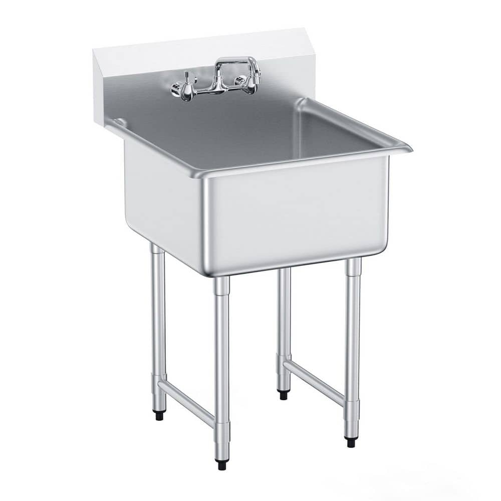 SKYSHALO Stainless Steel Prep Utility Sink 1 Compartment Free Standing ...