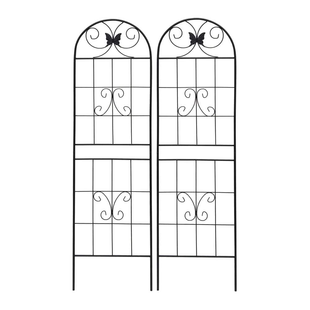 Sudzendf 71 in. 2-Pack Black Metal Garden Trellis Rustproof Trellis for ...
