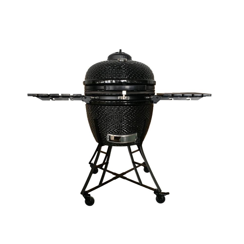 Tatayosi 53 in. Outdoor Barbecue Charcoal Grill in Black with Side ...