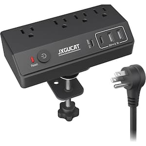 Ahfiwaso 6 ft. Desk Clamp Surge Protector Power Strip, Desktop Power ...