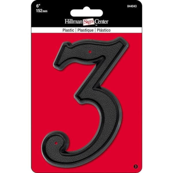 The Hillman Group 5-1/2 in. Black Plastic Number 3 844043 - The Home Depot