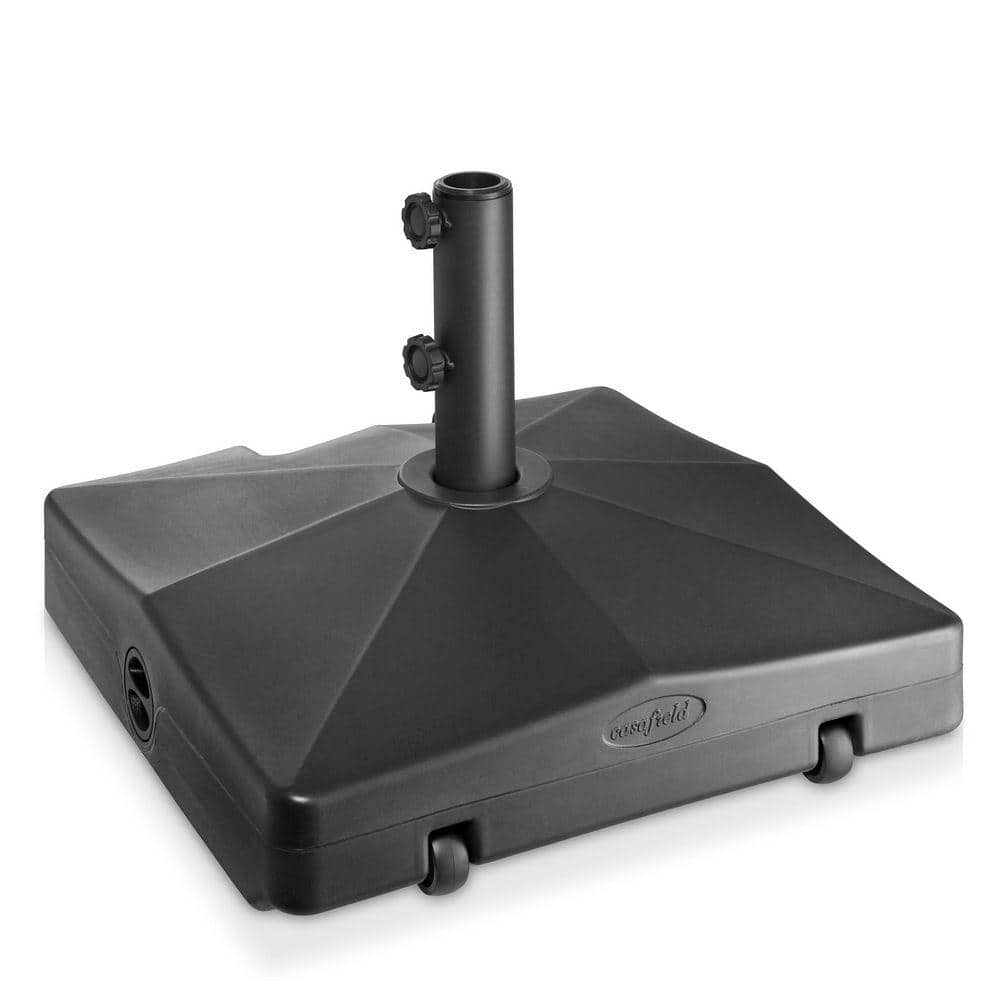 Patio Umbrella Base in Black Heavy Duty with Wheels, Max 64 lbs ...