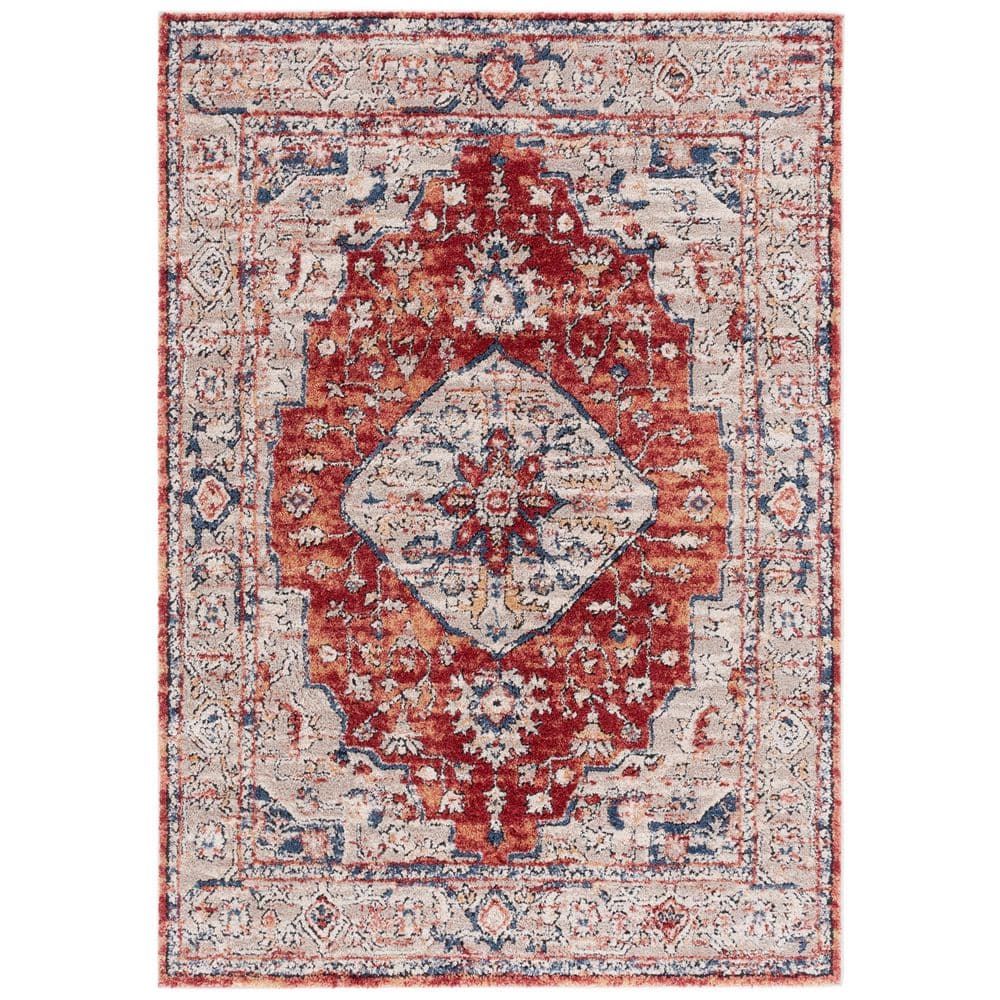 SAFAVIEH Luna 9 ft. x 12 ft. Beige/Rust Blue Ornate Medallion Area Rug ...
