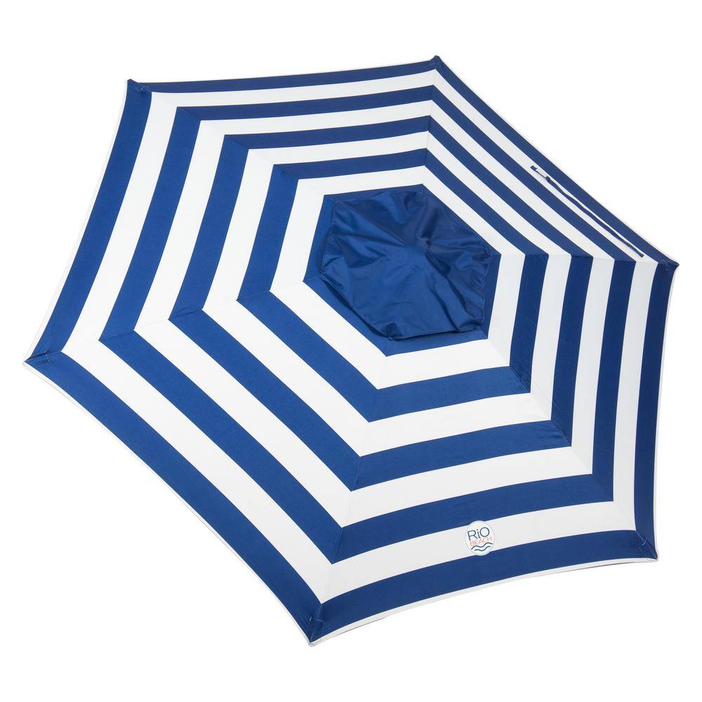 Rio 7 ft. Steel Sand Anchored Market and Beach Umbrella in Blue and ...