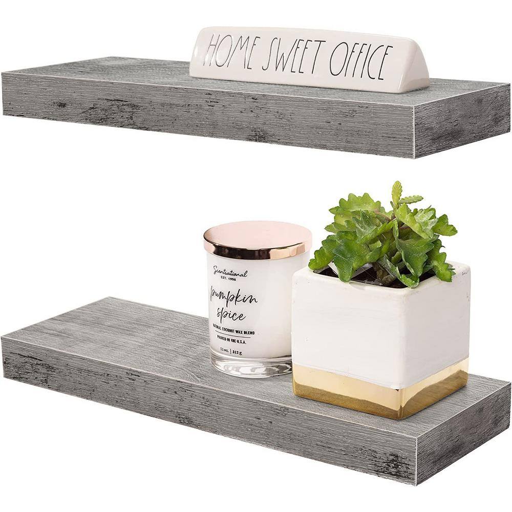 Cubilan 16.25 in. W x 5.5 in. D Gray Wood Composite Decorative Wall ...