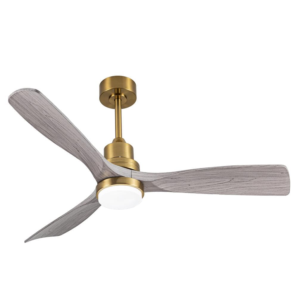 Pia Ricco 52 in. Indoor/Outdoor Gold Modern Ceiling Fan with LED Light ...