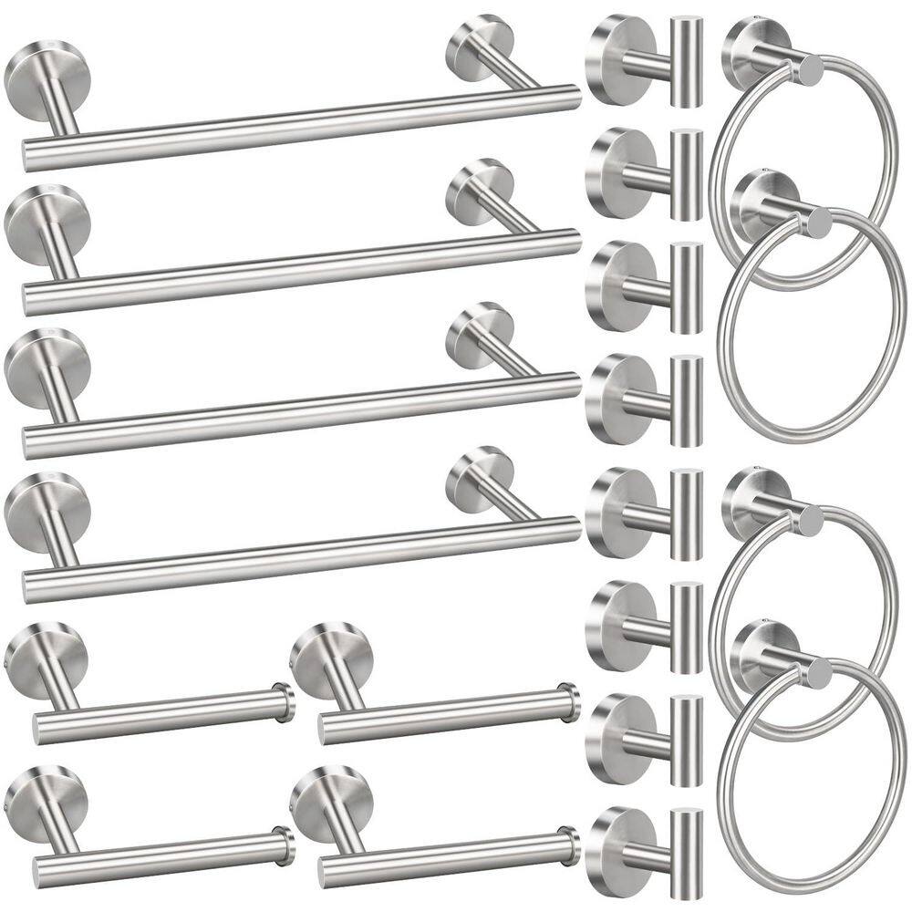 Numhew 20-Piece Bathroom Hardware Set in Brushed Nickel with 16 in ...