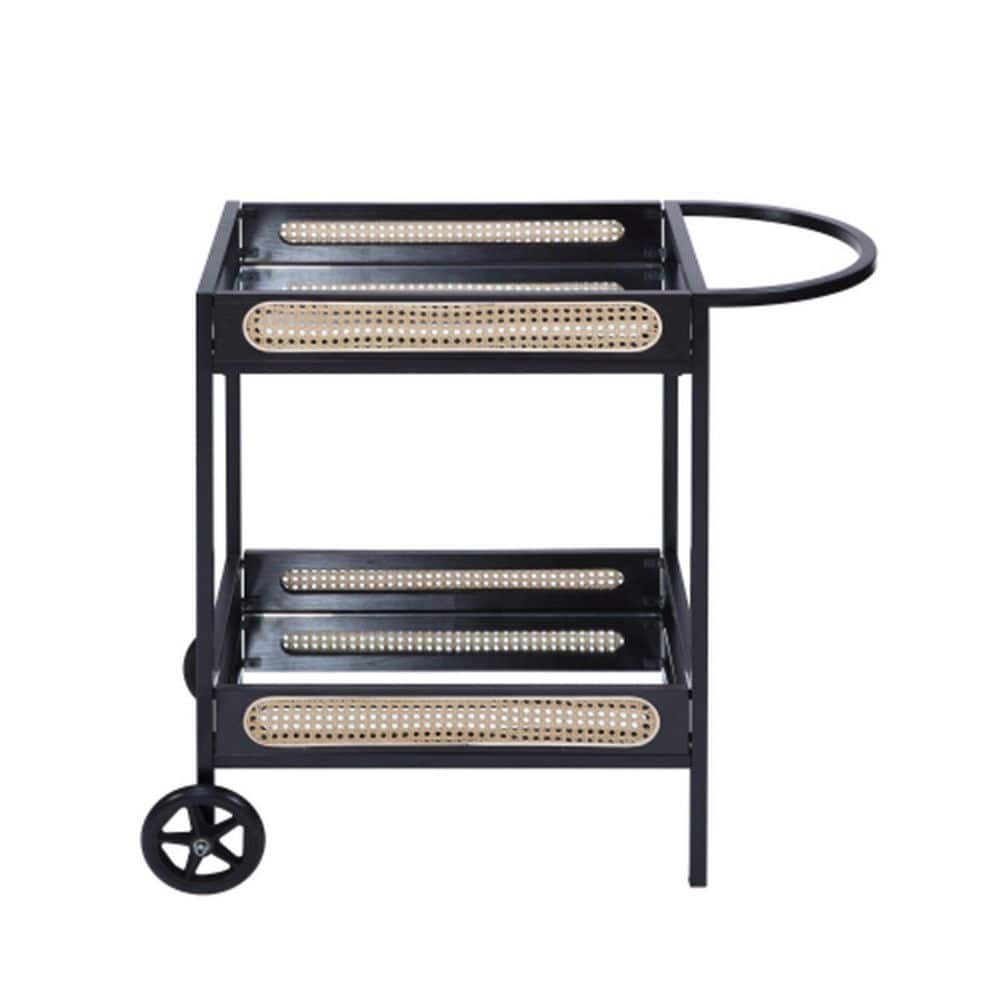 AOPSPS Black Serving Cart with 2-Wheels YYAC01082 - The Home Depot