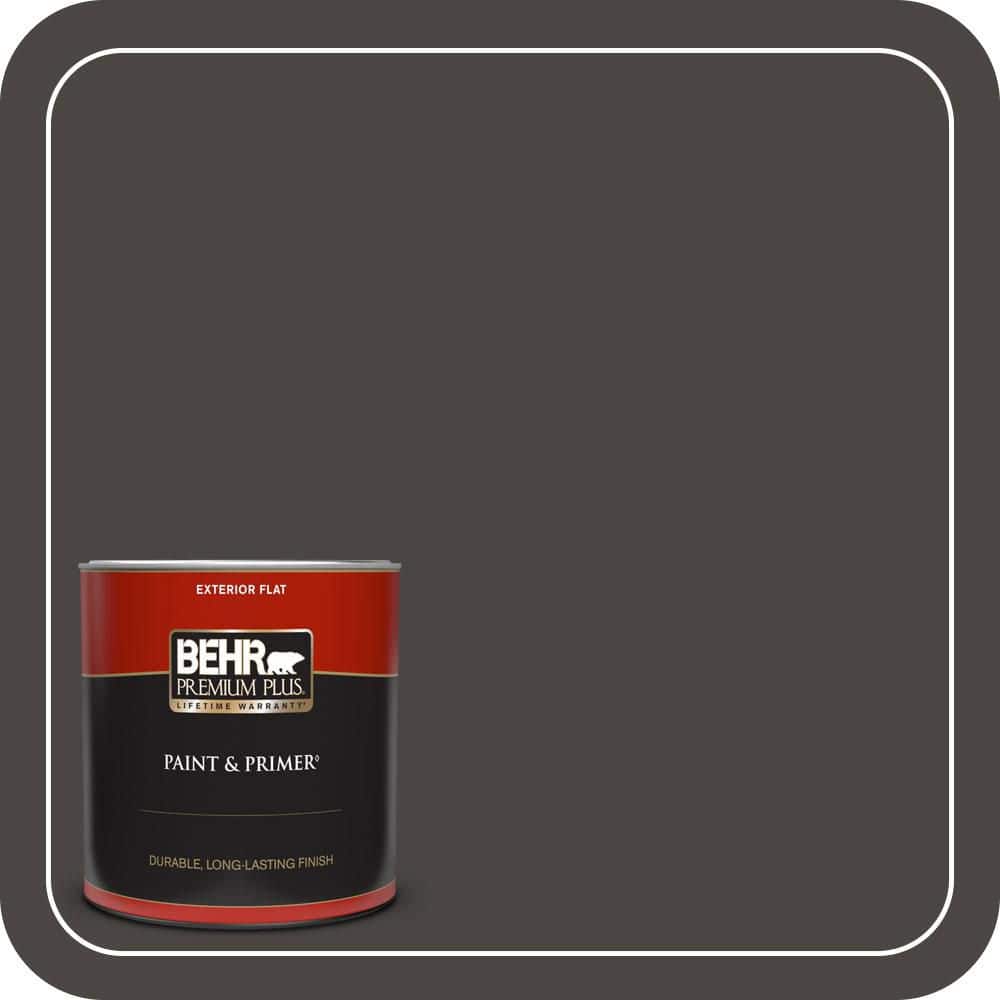 BEHR PREMIUM PLUS 1 qt. #T16-01 Black Pearl Flat Exterior Paint ...