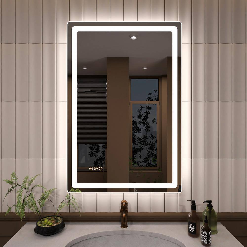 TaiMei 24 in. W x 36 in. H Round Corner Rectangular Frameless Wall ...