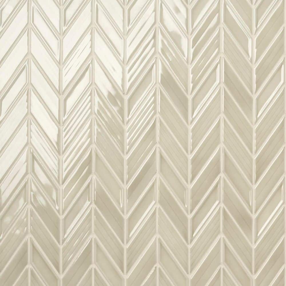 Ivy Hill Tile Medley Chevron Celadon Green 11.22 in. x 11.81 in. Glossy ...