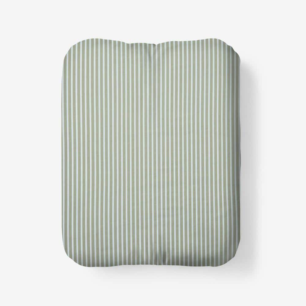 The Company Store Company Cotton Tira Stripe Percale Green Twin Fitted ...