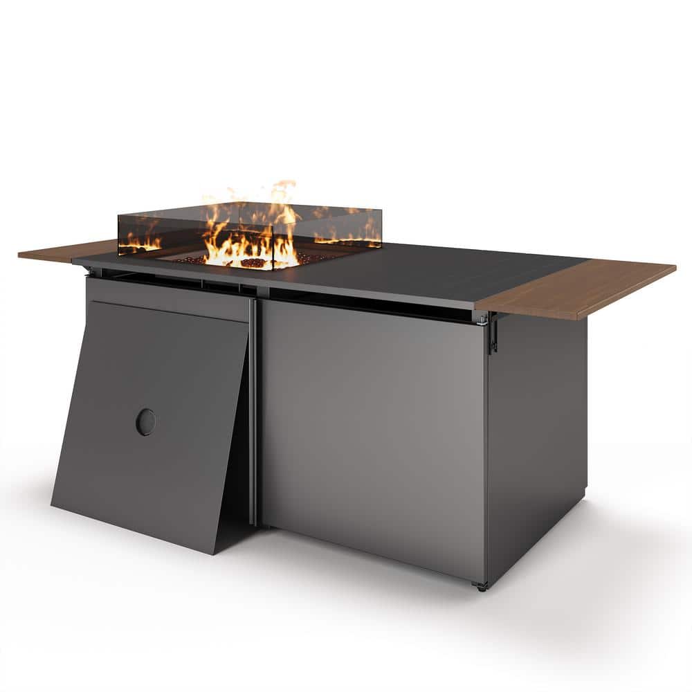 LAUSAINT HOME 64 in. Steel LP Fire Pit Table in Black FFS008-N01-0 ...