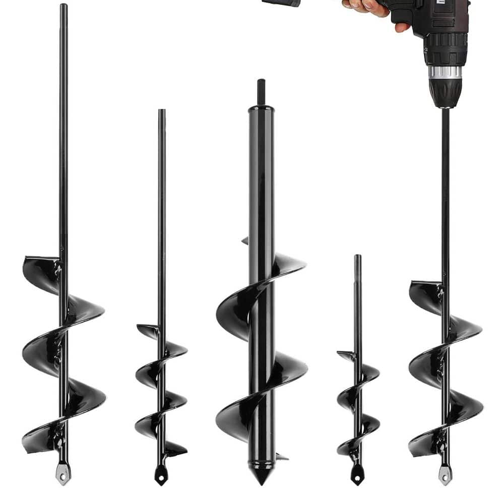 MYWISH 4-Piece Heavy-Duty Garden Spiral Auger Set (3/8 in. Drill Ready ...