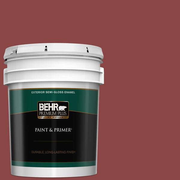 BEHR PREMIUM PLUS 5 gal. #PPU1-10 Forbidden Red Semi-Gloss Enamel ...