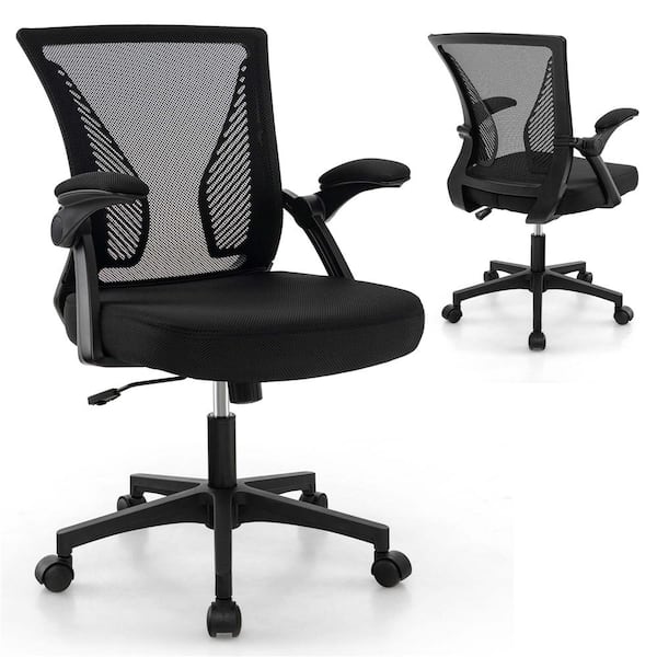 Costway Mesh Reclining Ergonomic Office Chair in Black with Arms ...
