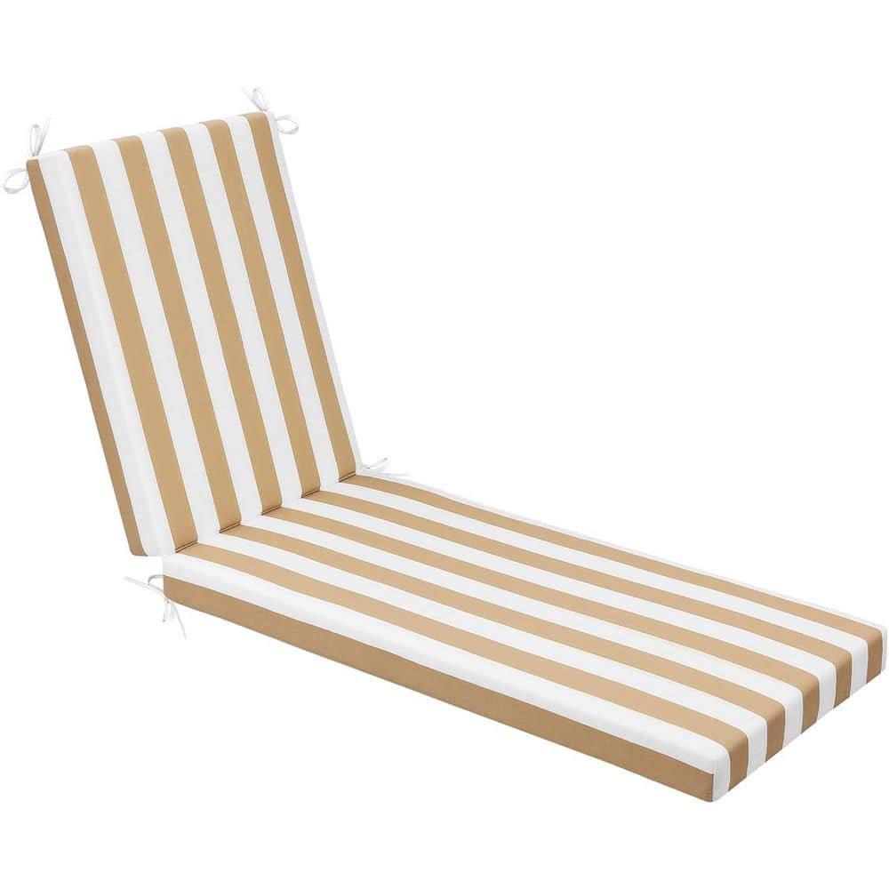 Mximu 72 x 21 x 3 in. Yellow Cabana Stripe Outdoor Olefin Chaise Lounge ...