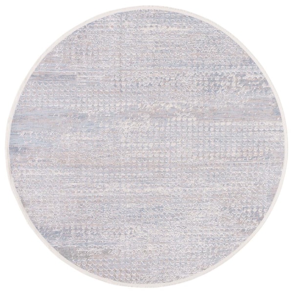 SAFAVIEH Marmara Gray/Beige/Blue 7 ft. x 7 ft. Round Abstract Gradient ...