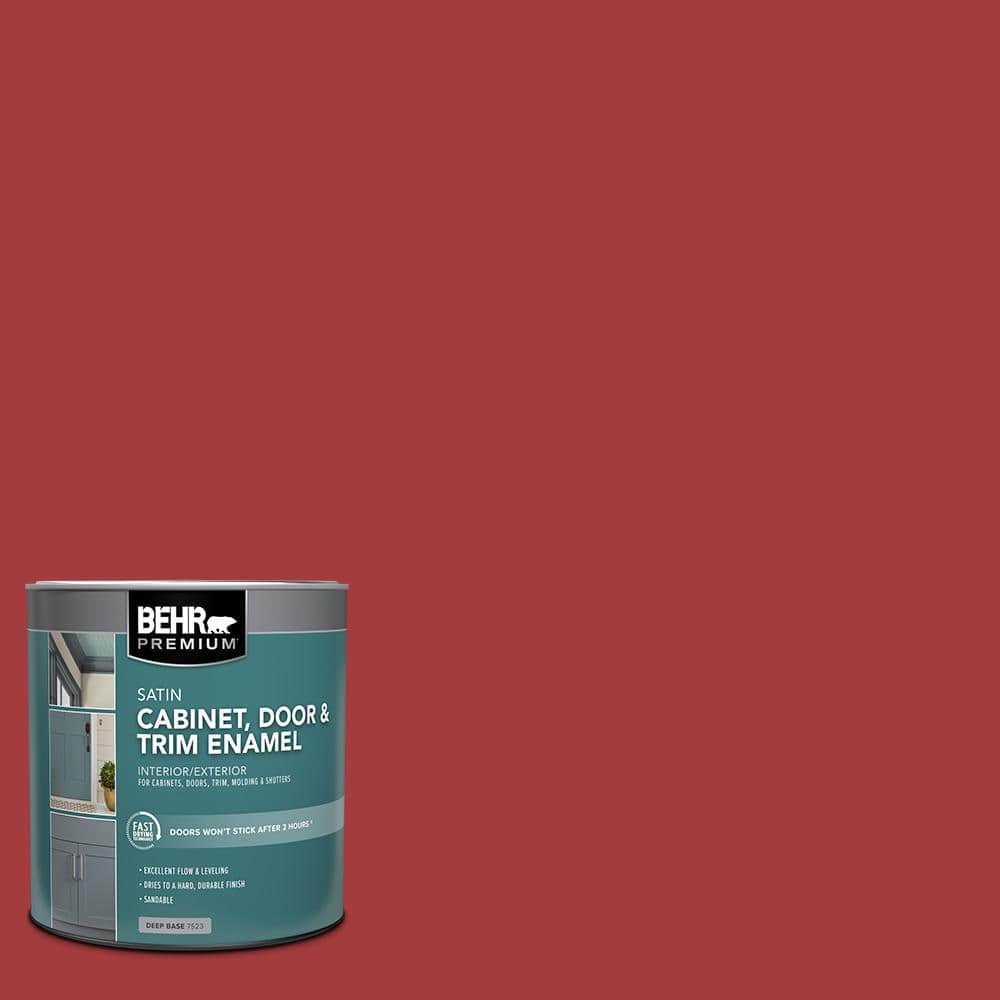 BEHR PREMIUM 1 qt. #PFC-03 Red Baron Satin Enamel Interior/Exterior ...