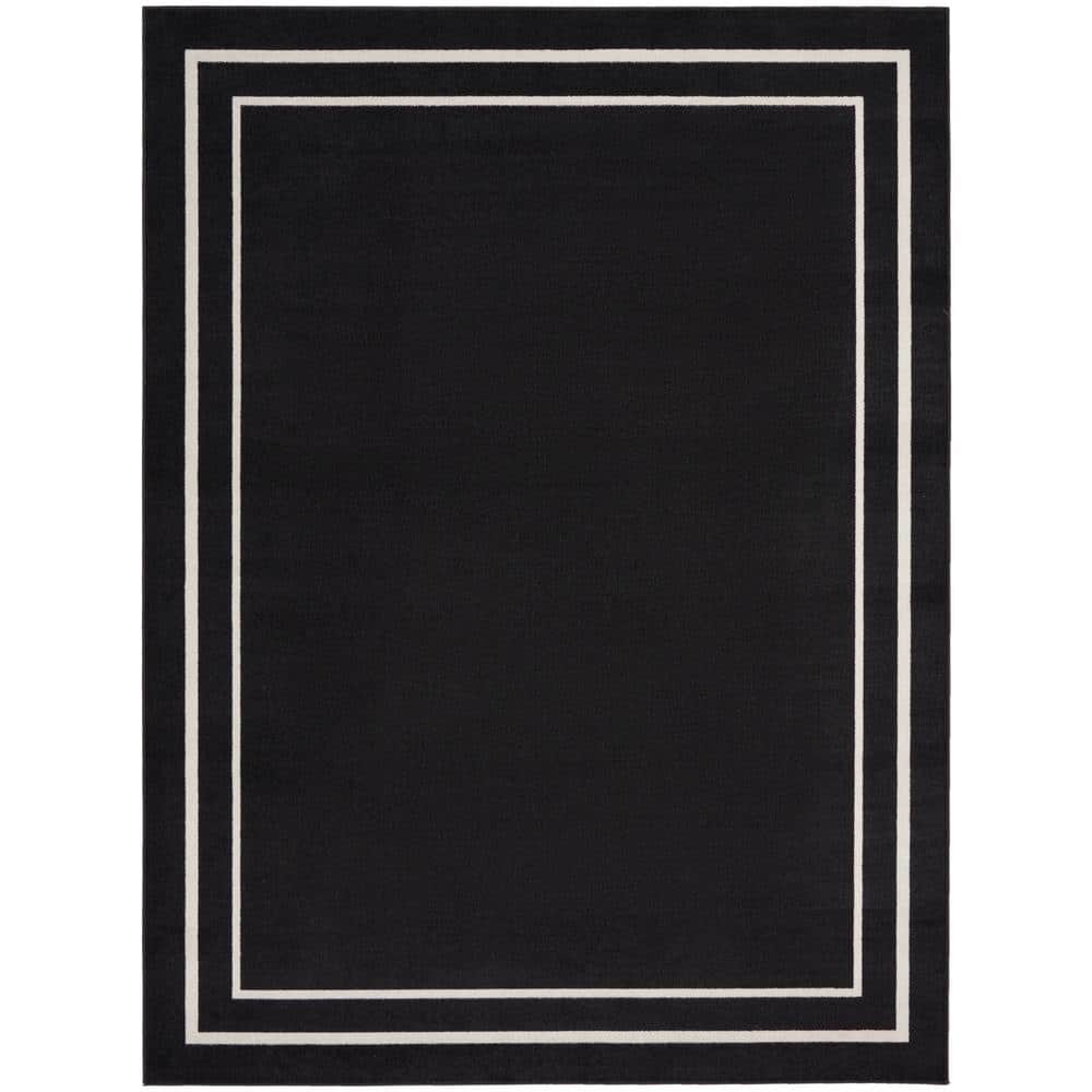 Nourison Essentials Black Ivory 9 ft. x 12 ft. Solid Contemporary ...