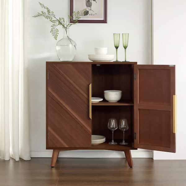 Art Leon Rustic Walnut MDF Top 29.9 in. Buffet Sideboard SB004-1-WA ...