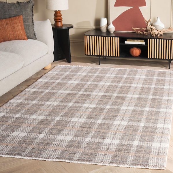 SAFAVIEH Oxford Plaids 4 ft. x 6 ft. Light Gray/Gray Geometric Plaid ...