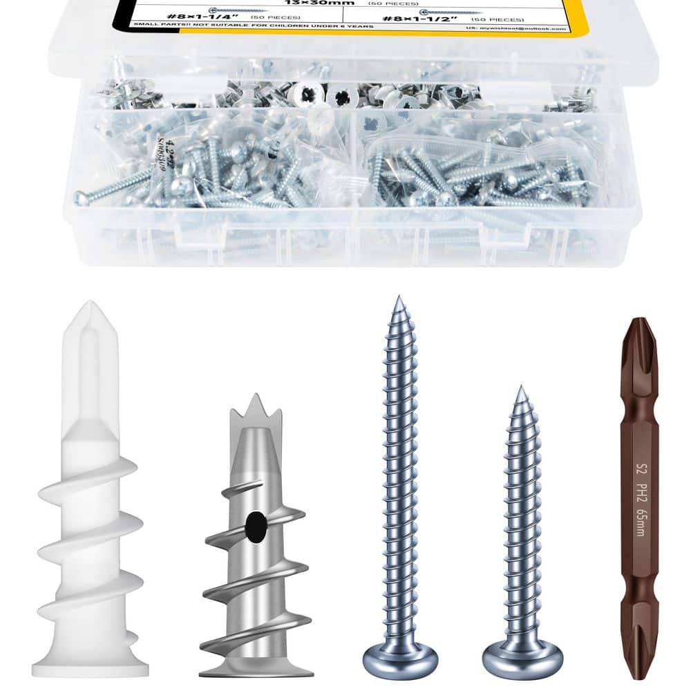 MYWISH Self Drilling Drywall Anchors & Screws (200-Pack) 0.54''x1.65 ...
