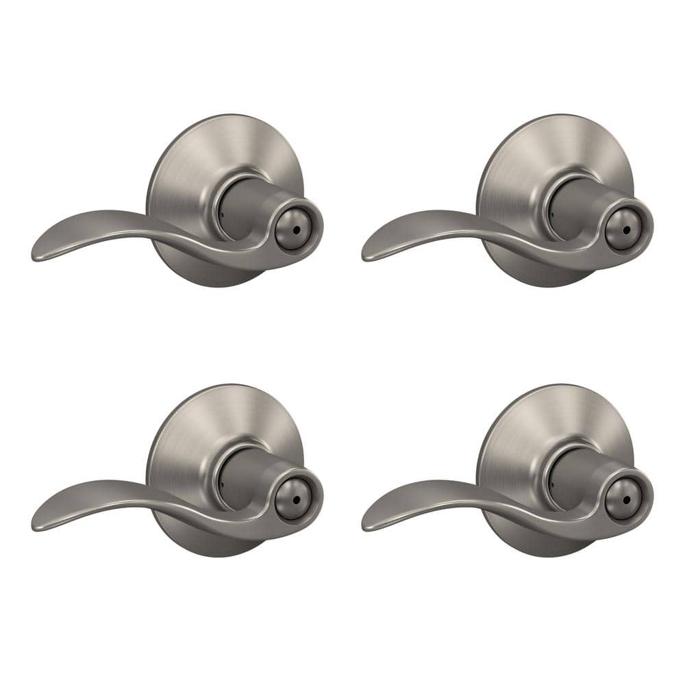 Schlage Accent Satin Nickel Privacy Bed/Bath Door Handle (4-Pack) F40 V ...