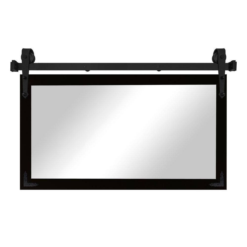 Rayne Mirrors (20 in. H x 33 in. W) Black Horizontal Mirror with Steel ...
