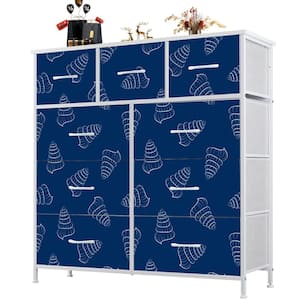 WONDER COMFORT Shell Party White Steel Frame 9 Drawer 11.8 in. Wide ...