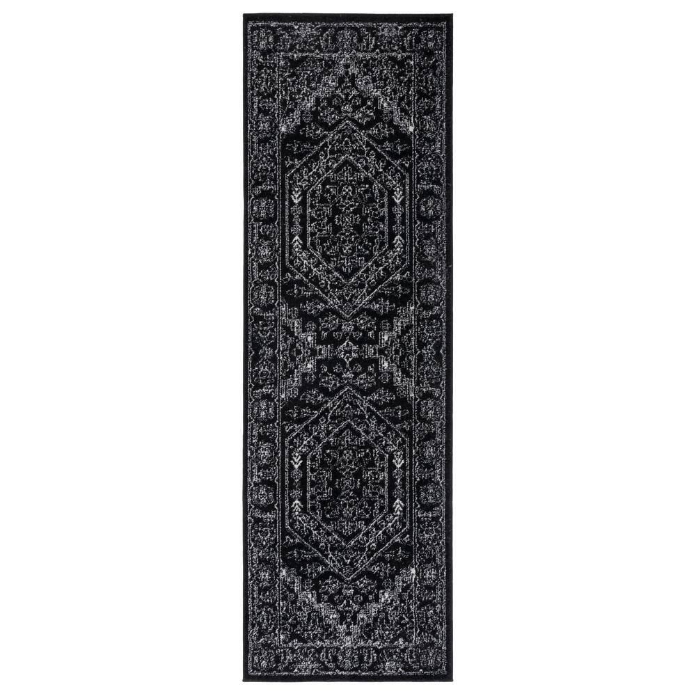 SAFAVIEH Adirondack 3 ft. x 10 ft. Black/Ivory Border Medallion Runner ...