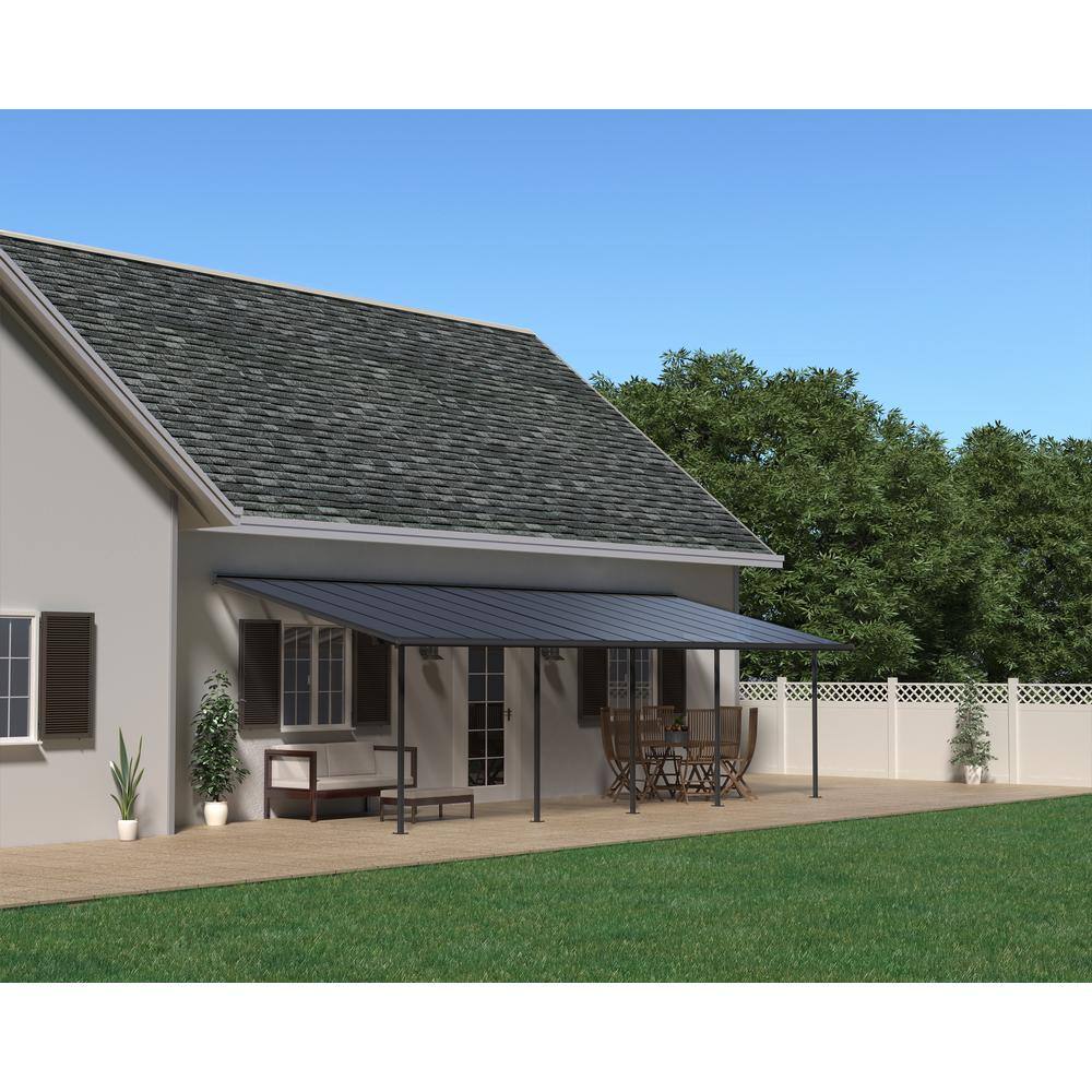 CANOPIA by PALRAM Sierra 10 ft. x 30 ft. Gray/Gray Aluminum Patio Cover ...