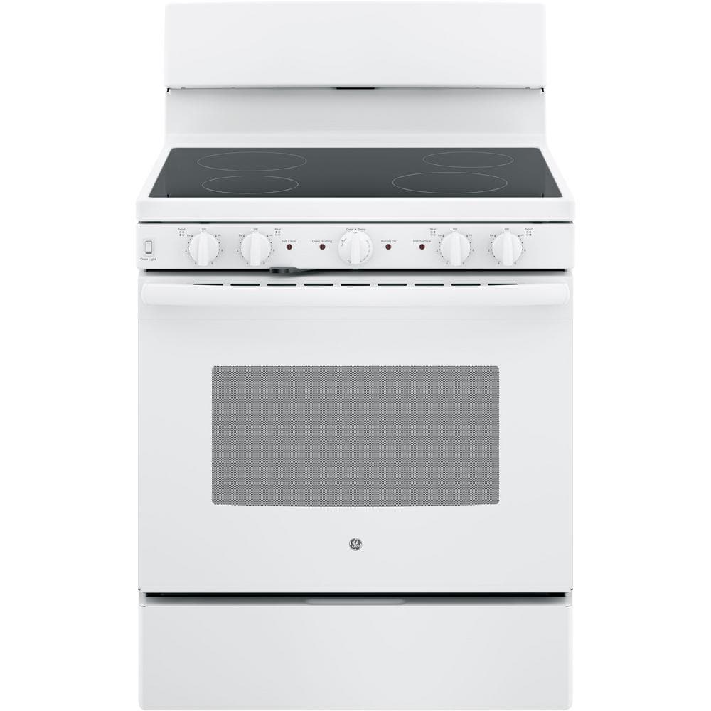 GE 30 in. 5.0 cu. ft. Electric Range with Self-Cleaning Oven in White ...