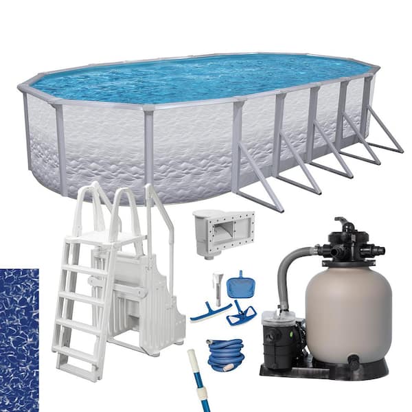 AQUARIAN Liberty 16 ft. x 32 ft. Oval 52 in. Hard Side Pool Package ...