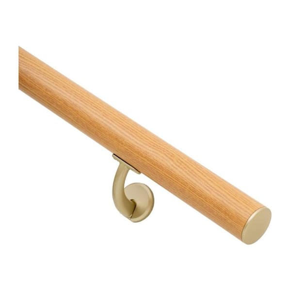 9 ft. Cherry Wood Grain Aluminum Handrail Indoor Stair Wall Mounted ...