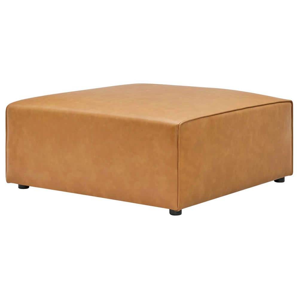 MODWAY Mingle 37 in. Tan Faux Leather Ottoman EEI-4624-TAN - The Home Depot