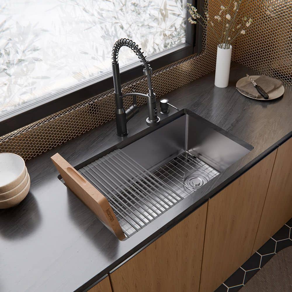 Karran Fusion Workstation Undermount 30 in. x 18 in. Stainless Steel ...