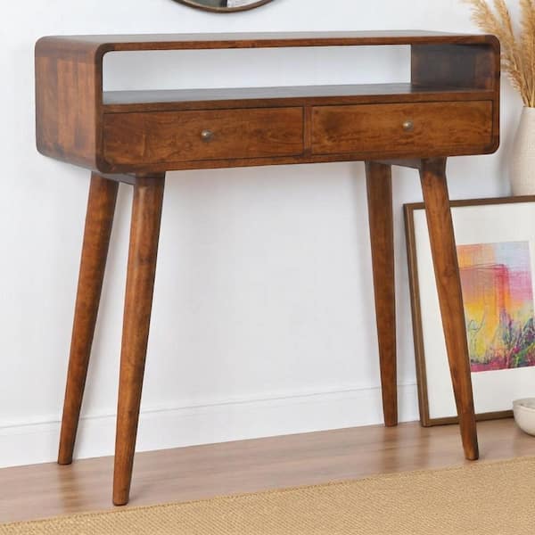 Noble House Warlike 35.4 in. Rectangle Chestnut Solid Wood Console ...