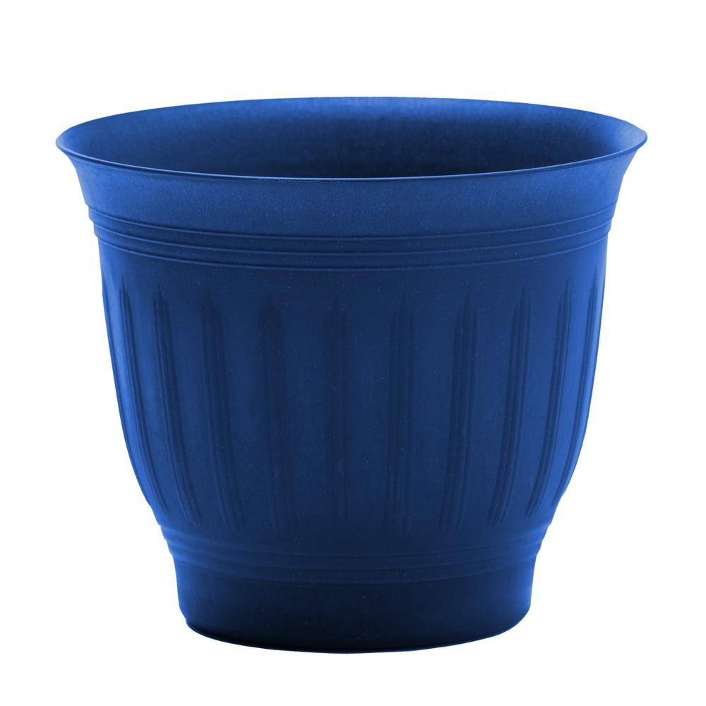 Vigoro 11 in. Eleanor Classic Blue Colonnade Plastic Planter (11 in. D ...